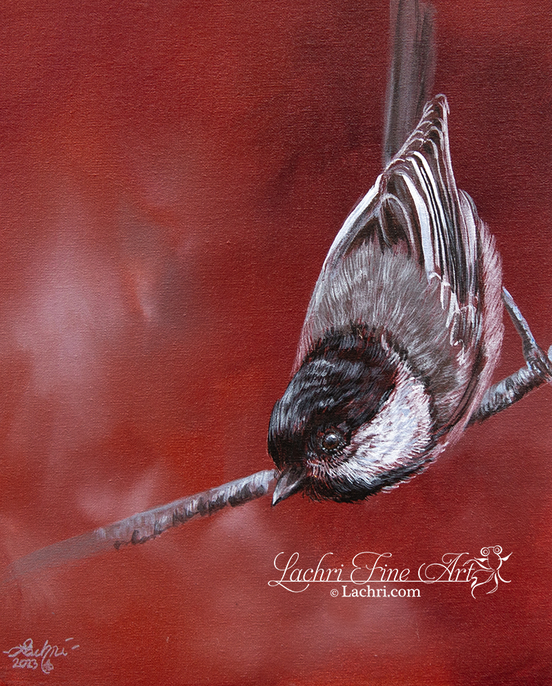 chickadee-acrylic-painting | Lachri Fine Art