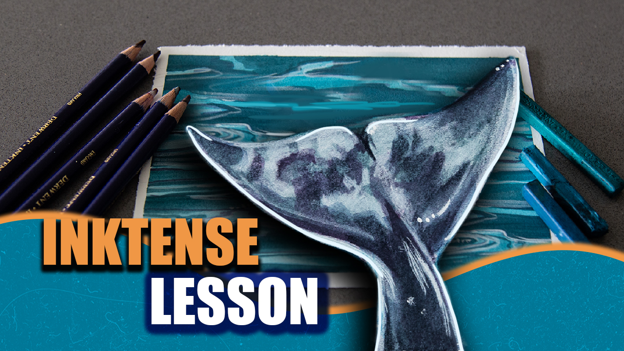 Inktense Painting Tutorial – Painting a Dolphin Tail and Water | Lachri ...
