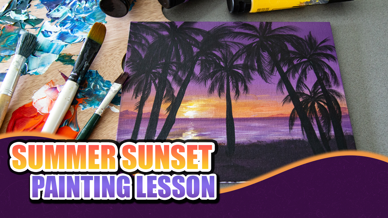 summer sunset painting lesson thumbnail | Lachri Fine Art